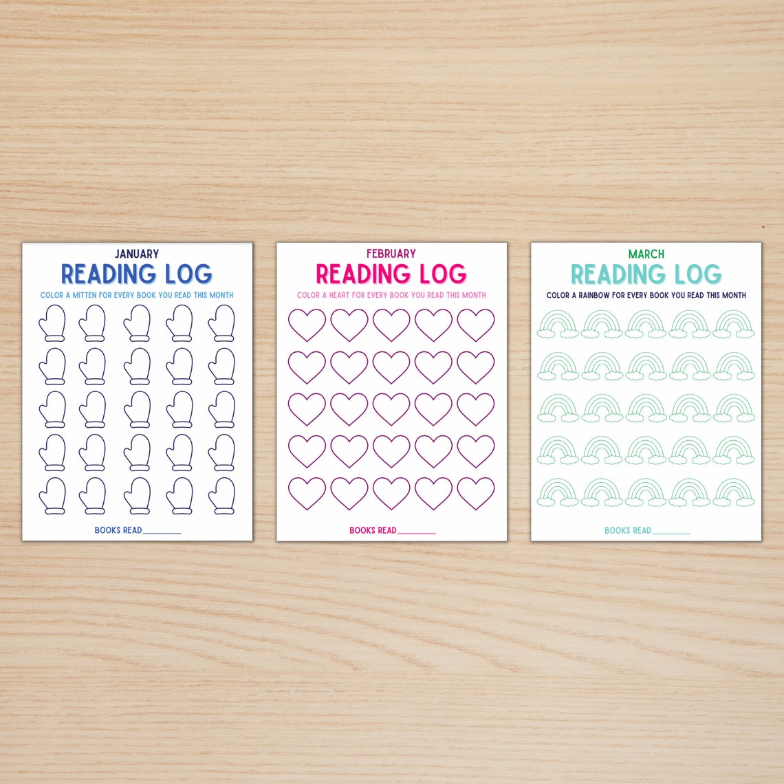 Monthly Printable Reading Logs, Themed Reading Trackers, Book Challenge ...