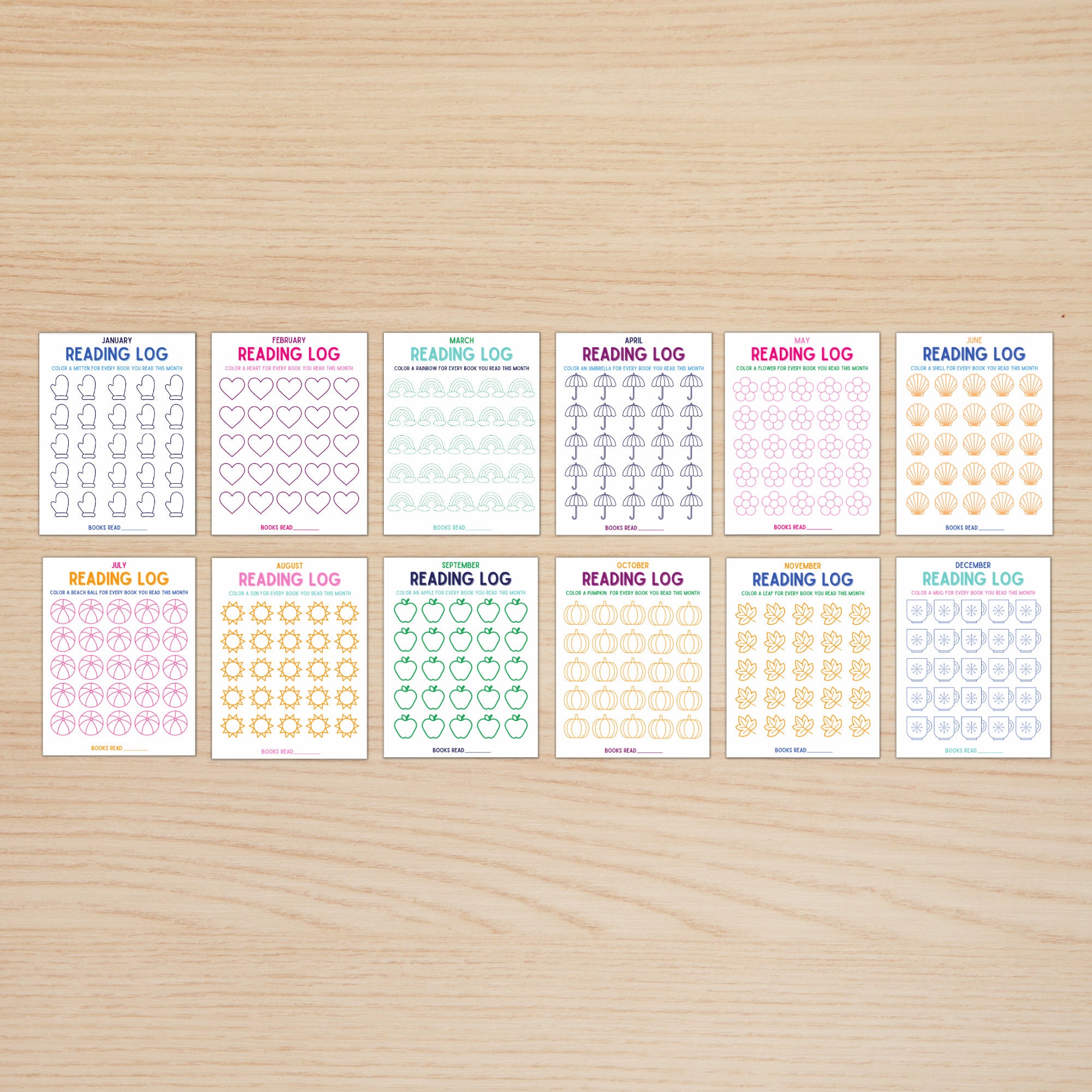 Monthly Printable Reading Logs, Themed Reading Trackers, Book Challenge ...