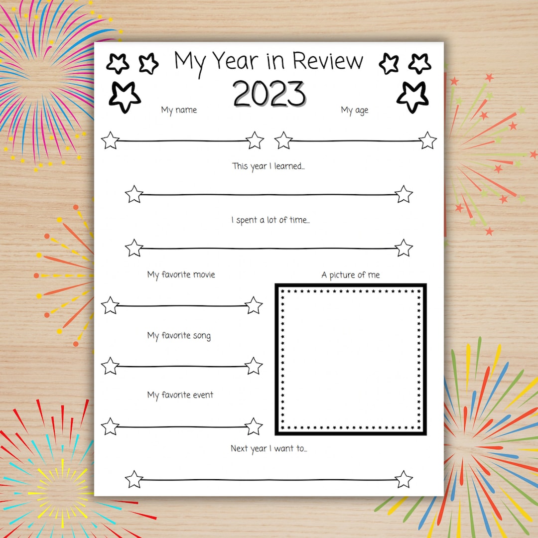 2023 Year in Review Printable, New Year's Eve Printable for Kids, NYE ...