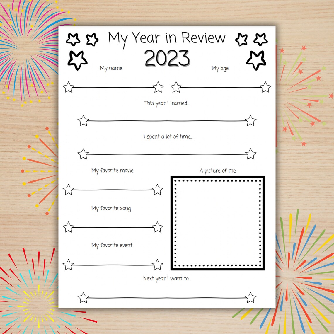 2023 Year in Review Printable, New Year's Eve Printable for Kids, NYE ...