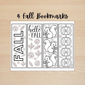 Fall Printable Bookmarks for Kids, Autumn Themed Activity for Kids ...