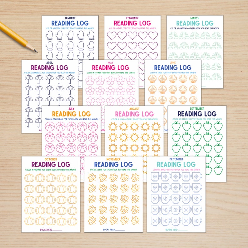 Monthly Printable Reading Logs, Themed Reading Trackers, Book Challenge ...