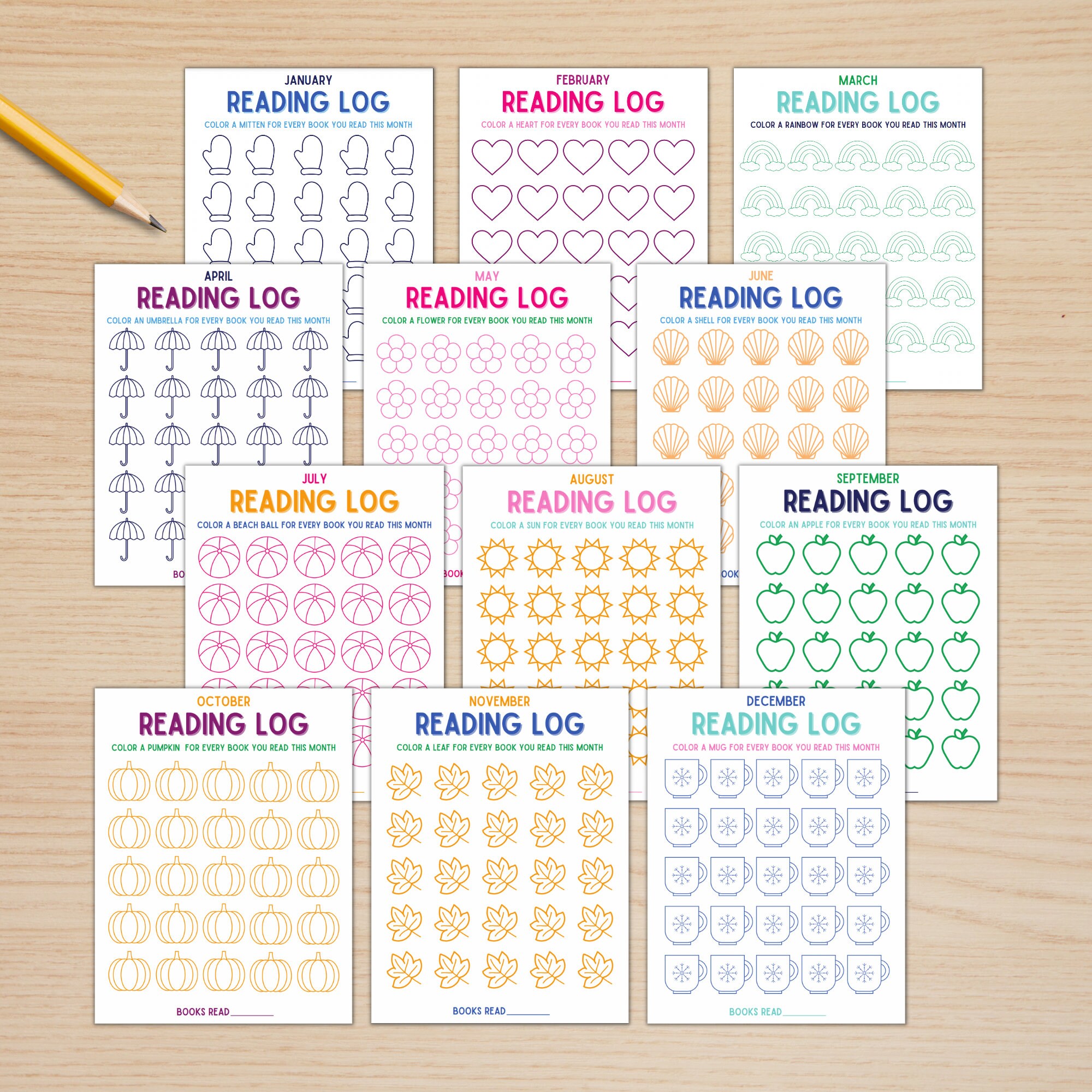 Monthly Printable Reading Logs, Themed Reading Trackers, Book Challenge ...