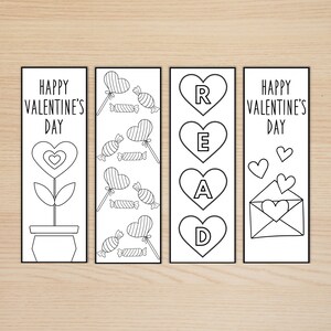 Valentine's Day Printable Bookmarks, Color Your Own Valentine Bookmark ...