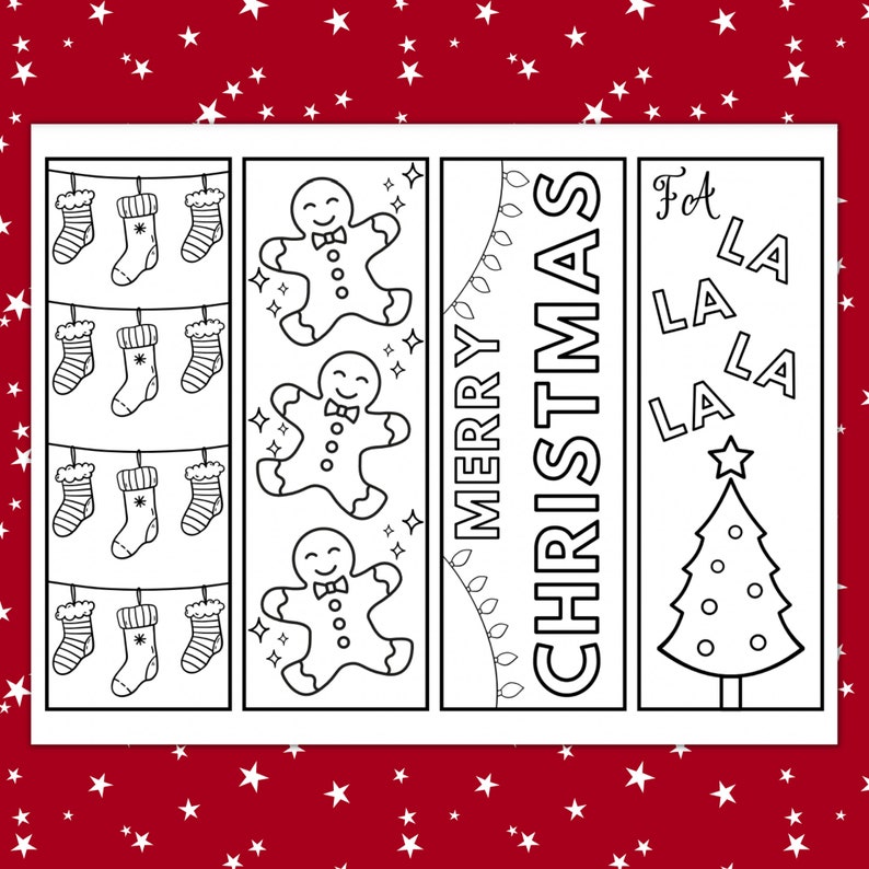 Printable Christmas Bookmarks for Kids, Christmas Themed Color Your Own ...