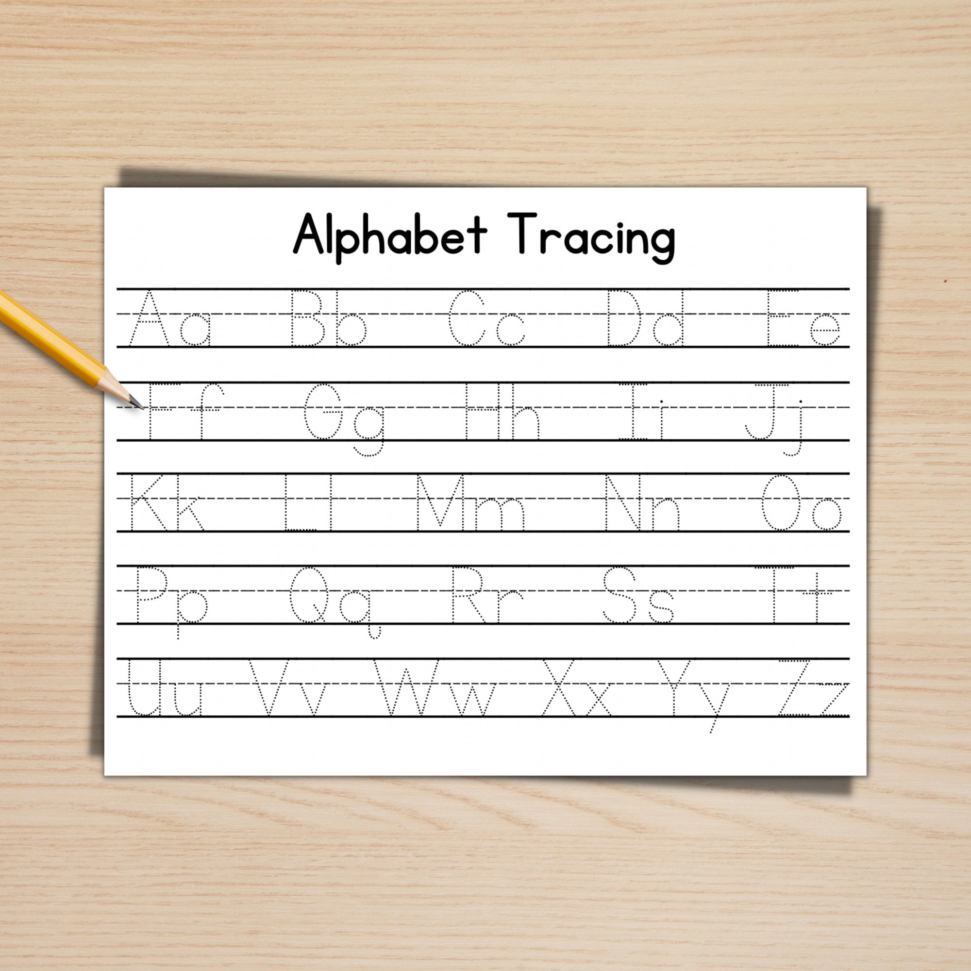 Alphabet Tracing Printable, A-Z Handwriting Worksheet, Preschool and ...