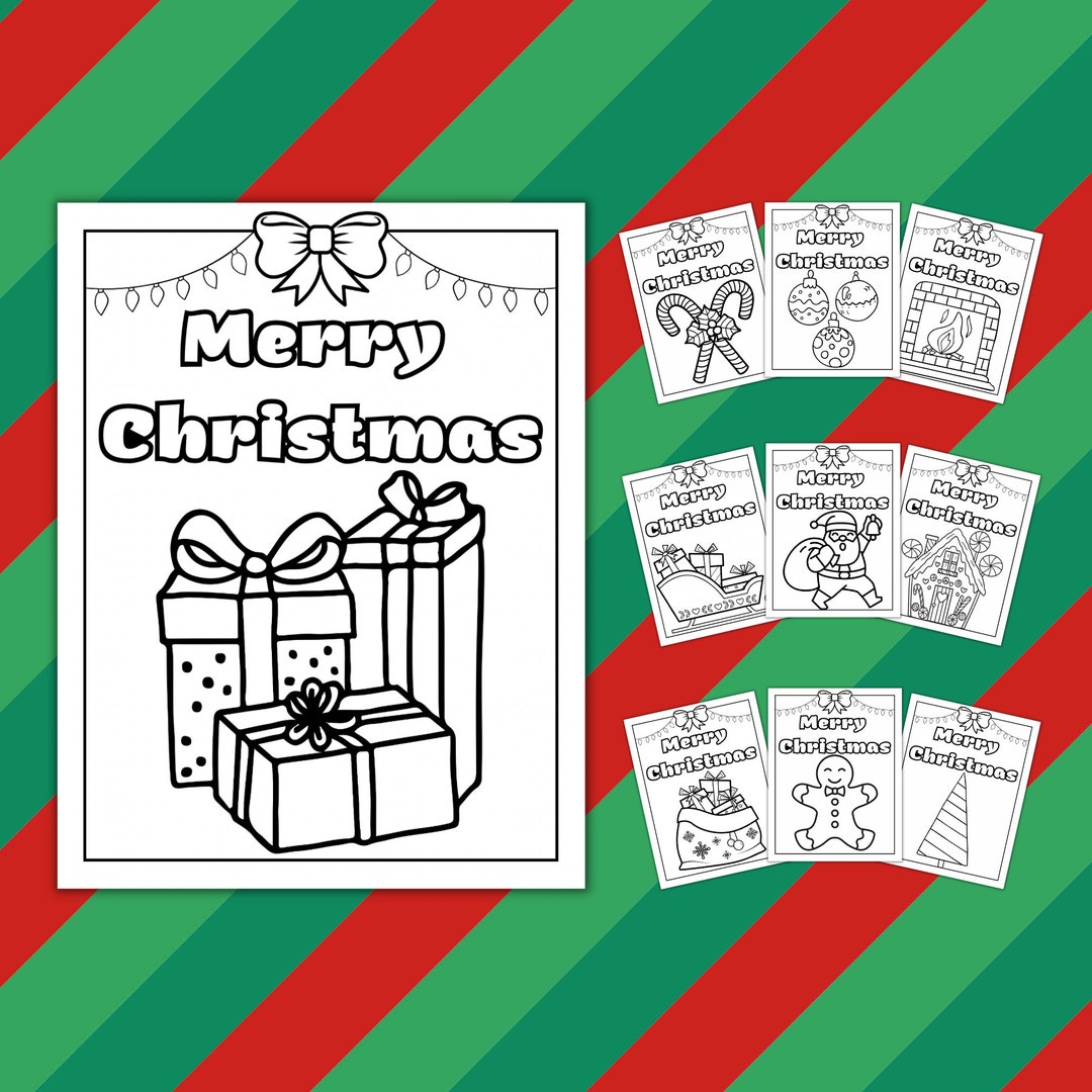 Merry Christmas Coloring Pages Printable Coloring Pages - Etsy