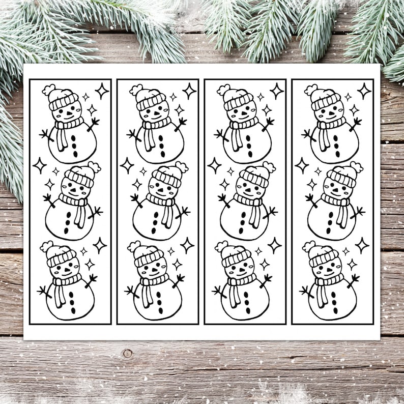 Winter Bookmarks, Printable Color Your Own Bookmark, Christmas Coloring ...