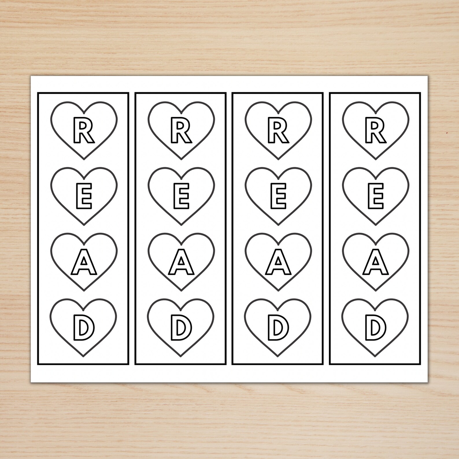 Valentine's Day Printable Bookmarks, Color Your Own Valentine Bookmark ...