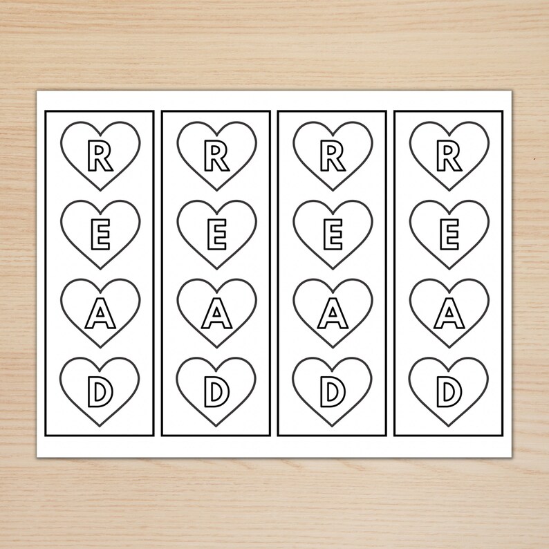 Valentine's Day Printable Bookmarks, Color Your Own Valentine Bookmark ...
