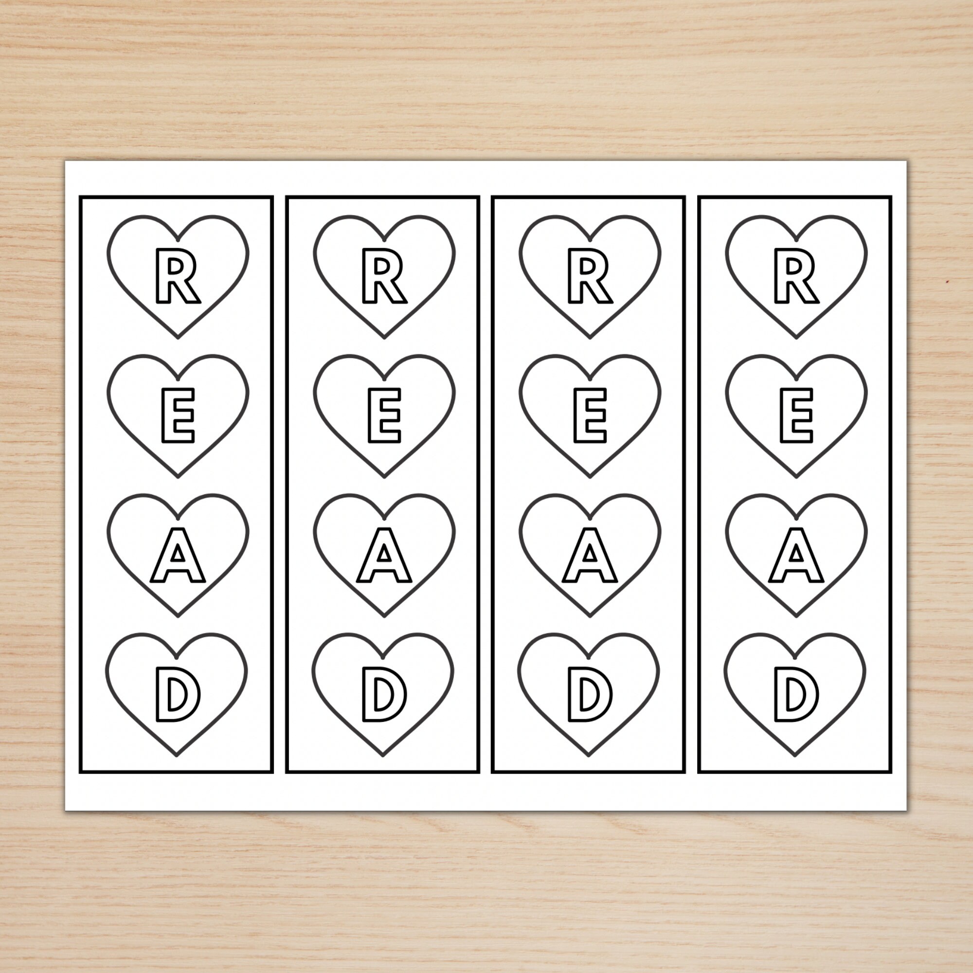 Valentine's Day Printable Bookmarks, Color Your Own Valentine Bookmark ...