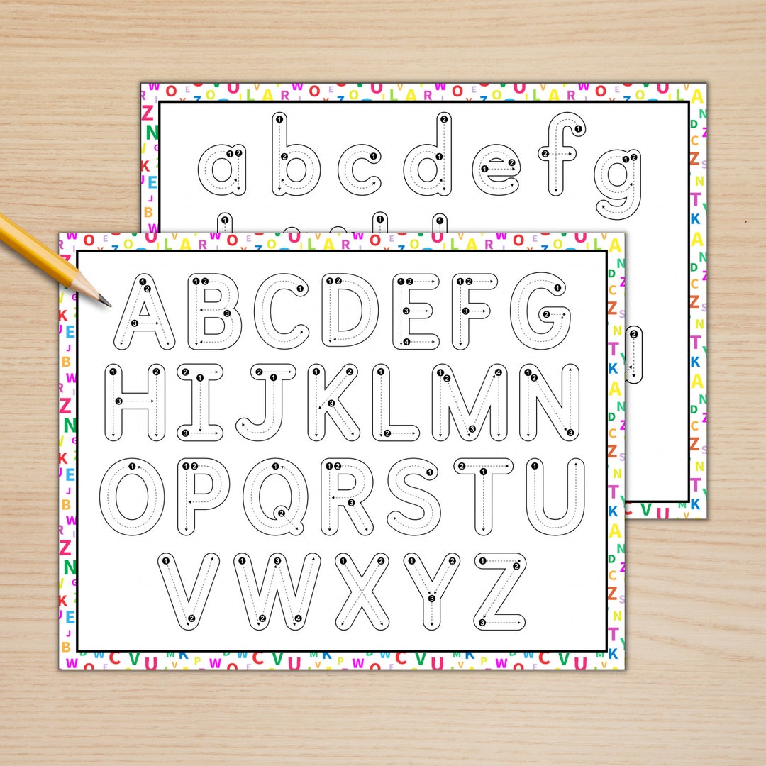 Alphabet Tracing Printable Worksheet, Uppercase and Lowercase Letter ...