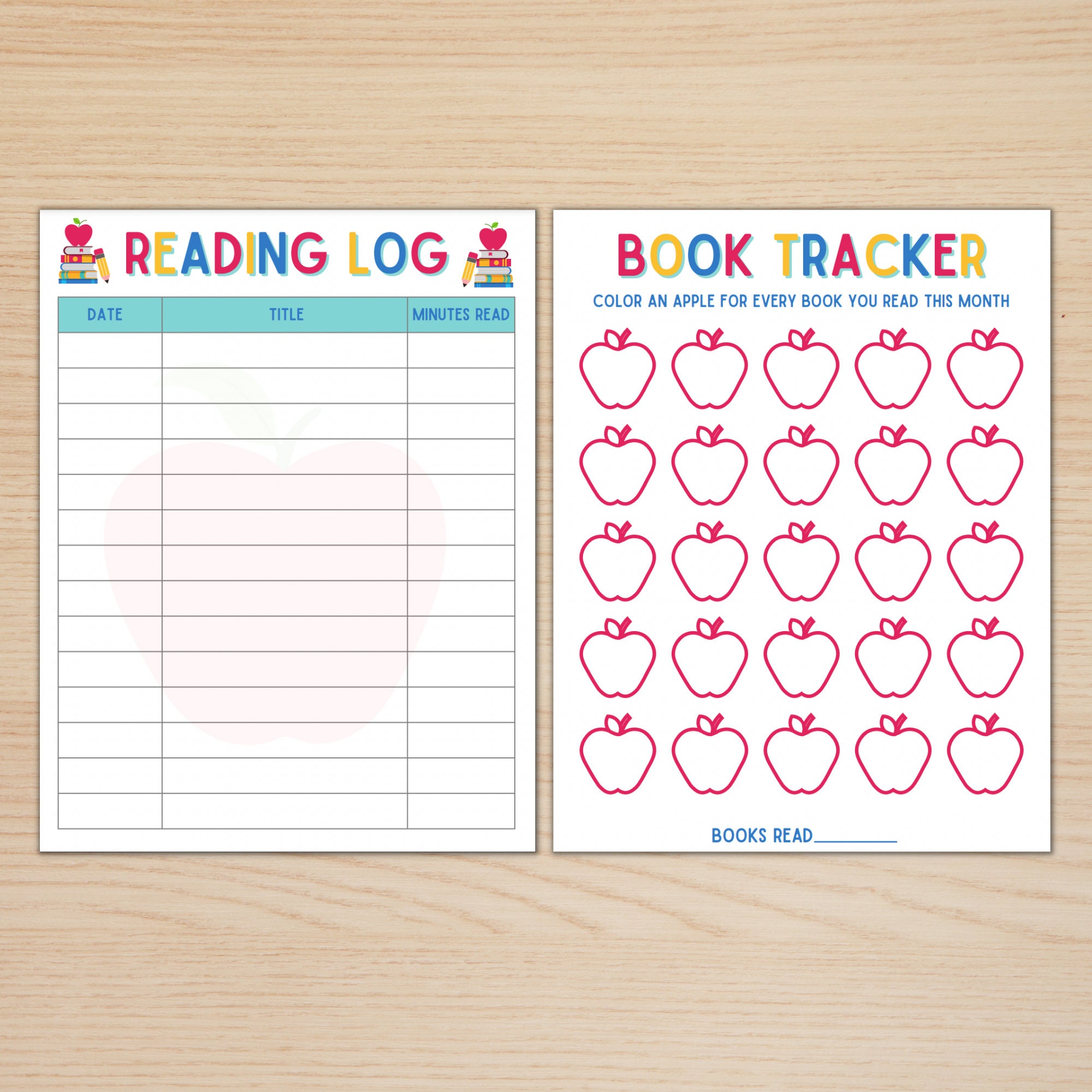 Reading Printables, Monthly Book Tracker, Reading Log for Kids - Etsy