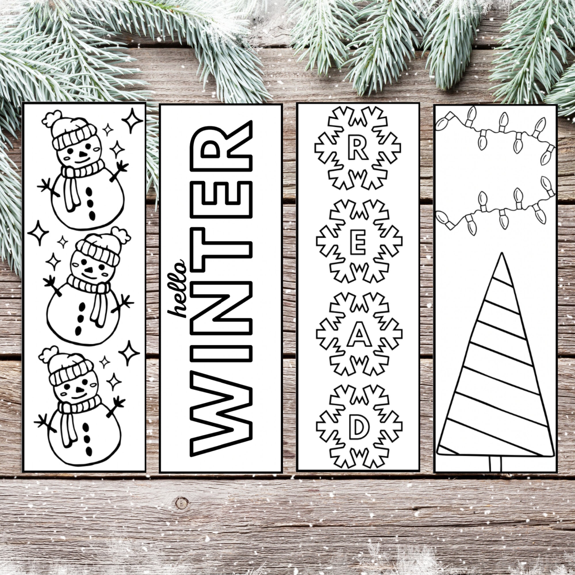 Winter Bookmarks, Printable Color Your Own Bookmark, Christmas Coloring ...