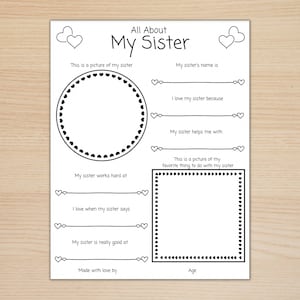 All About My Sister Printable (PDF Printable Download) - Etsy