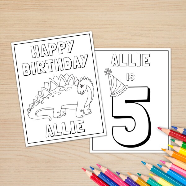 Personalized Birthday Coloring Pages Dinosaur - Etsy