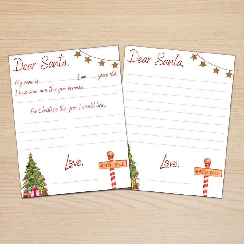 Letter to Santa Printable, Dear Santa Note, Christmas Wish List for ...