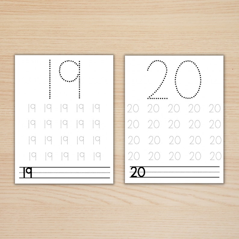 Printable Number Tracing Worksheets, Numbers 1-20, Preschool and ...