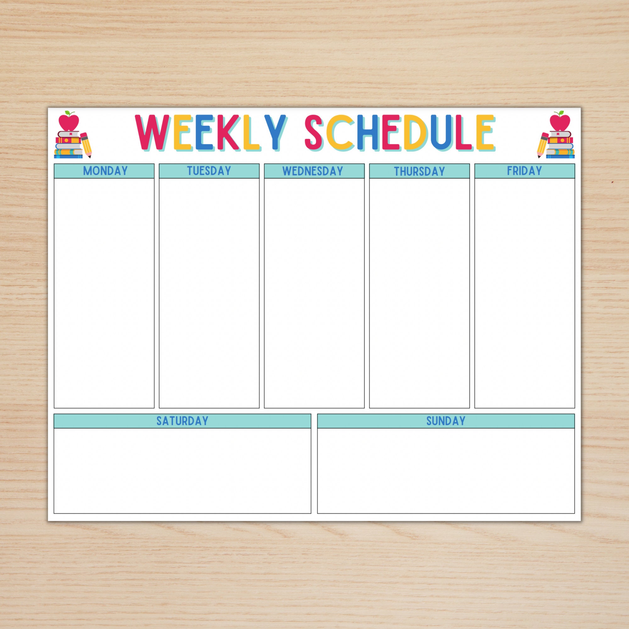 Printable Weekly Schedule, Activity Planner Week at a Glance for Kids ...