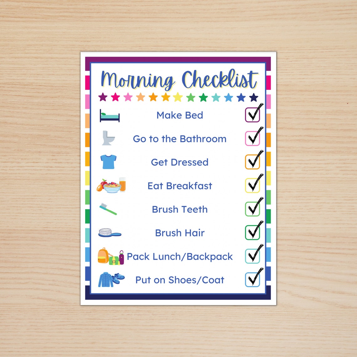 Morning Checklist for Kids Printable, Visual Schedule for Kids, Daily ...