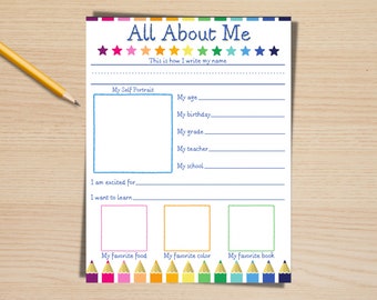 Student First Day of School Info Sheet, Worksheet, Back to School ...