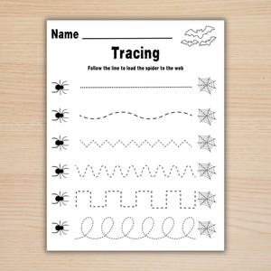 Halloween Tracing Printables, Spider and Bat Worksheets for Preschool ...