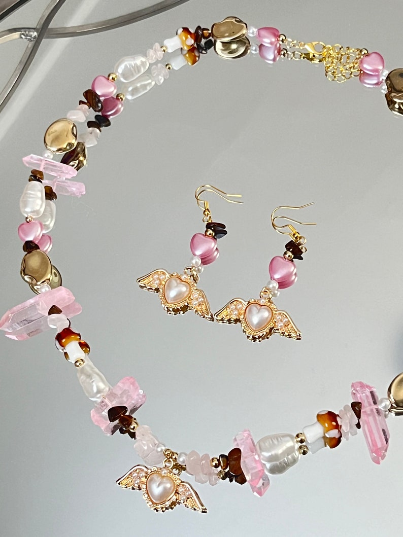 Fairycore Beaded Jewelry Set, Necklace, Earrings, and Glasses Chain ...