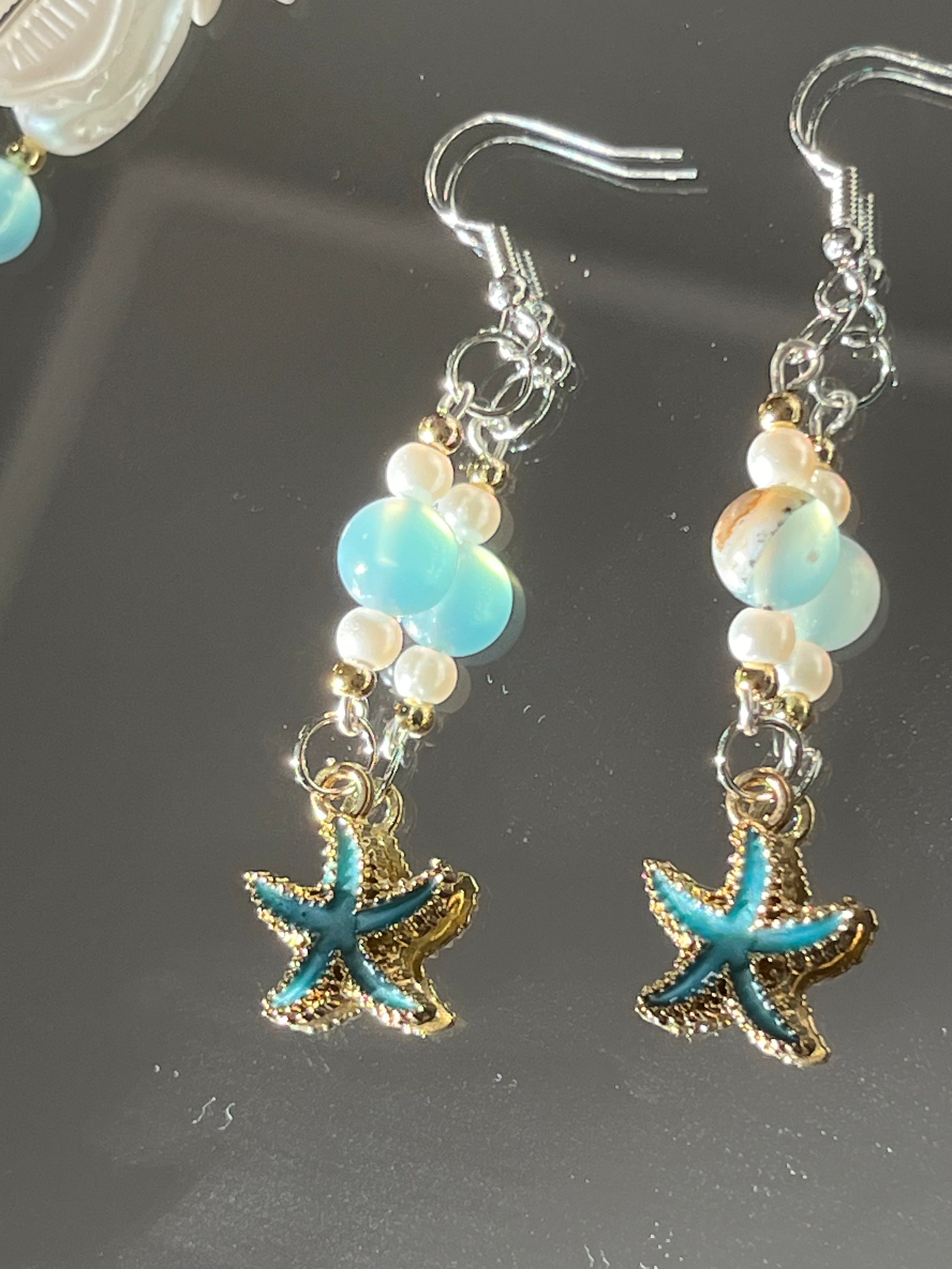 Seacore, Beach Theme Beaded Jewelry Set, Necklace, Earrings, and ...