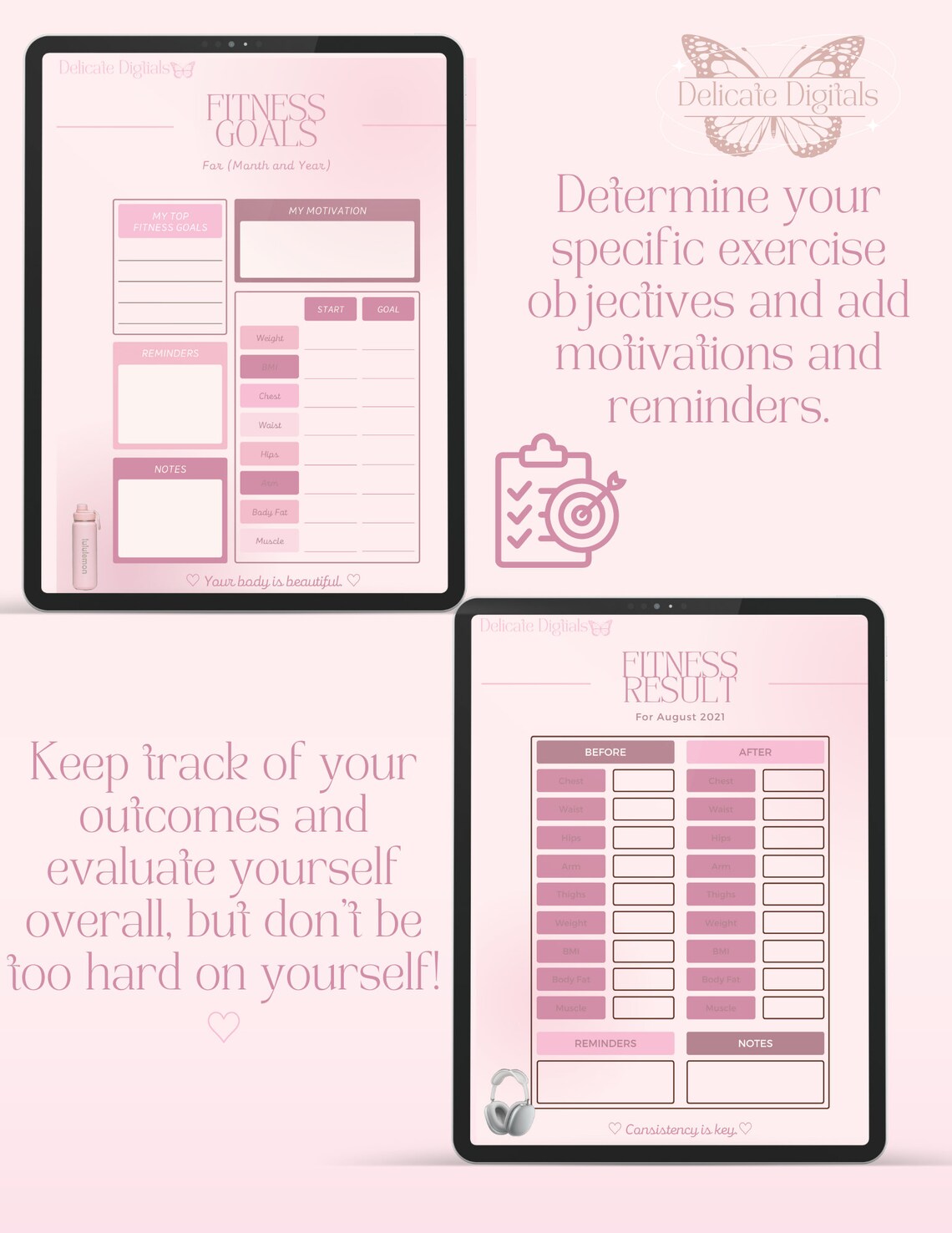 Pink Pilates Princess Fitness Planner | Aesthetic Fitness Planner ...