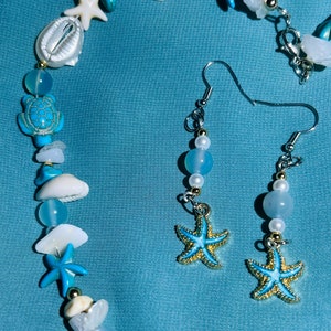 Seacore, Beach Theme Beaded Jewelry Set, Necklace, Earrings, and ...