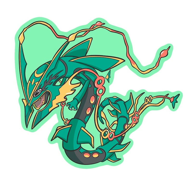 Pokemon Sticker Mega Rayquaza Cute Decals - Etsy