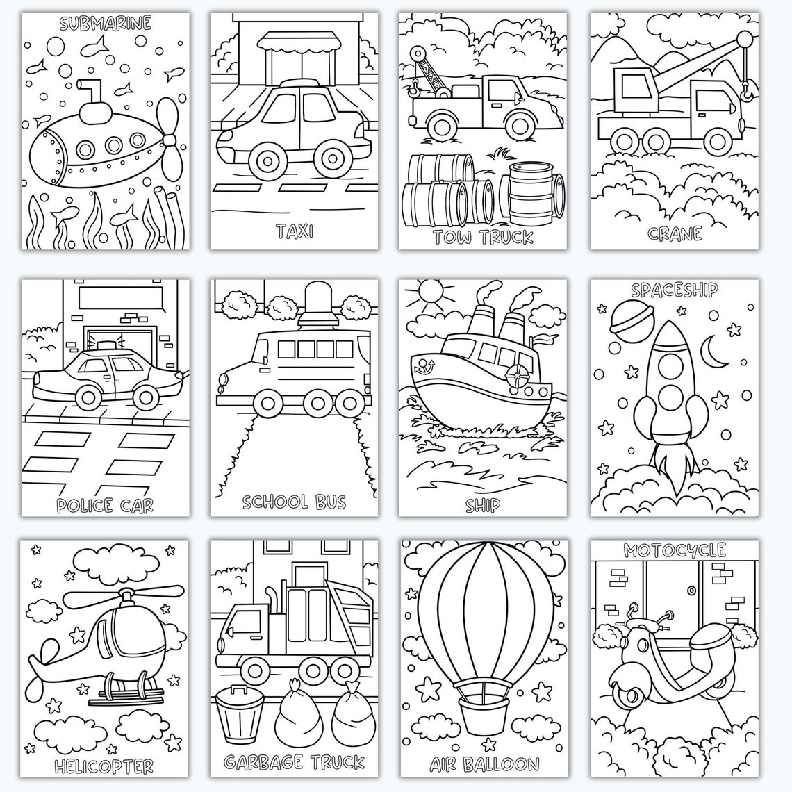Summer Coloring Pages Vehicles Coloring Sheets Summer - Etsy