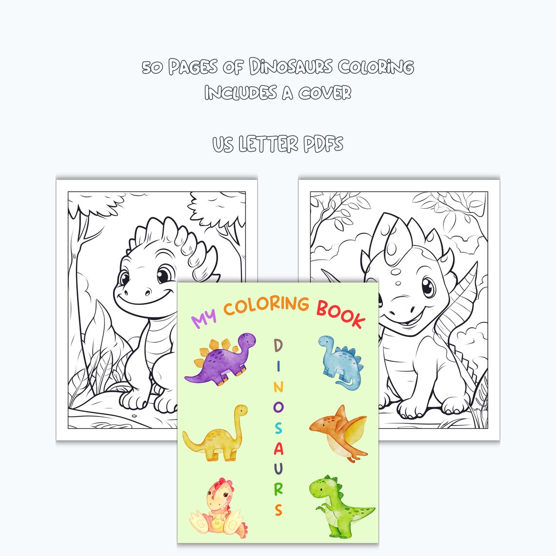 Dinosaurs Coloring Pages Summer Coloring Pages Summer - Etsy