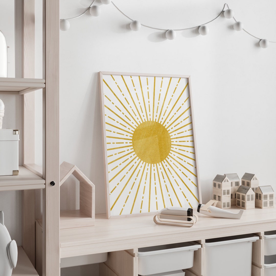 Boho Watercolor Sun Poster Sun Playroom Decor Watercolour Nursery ...