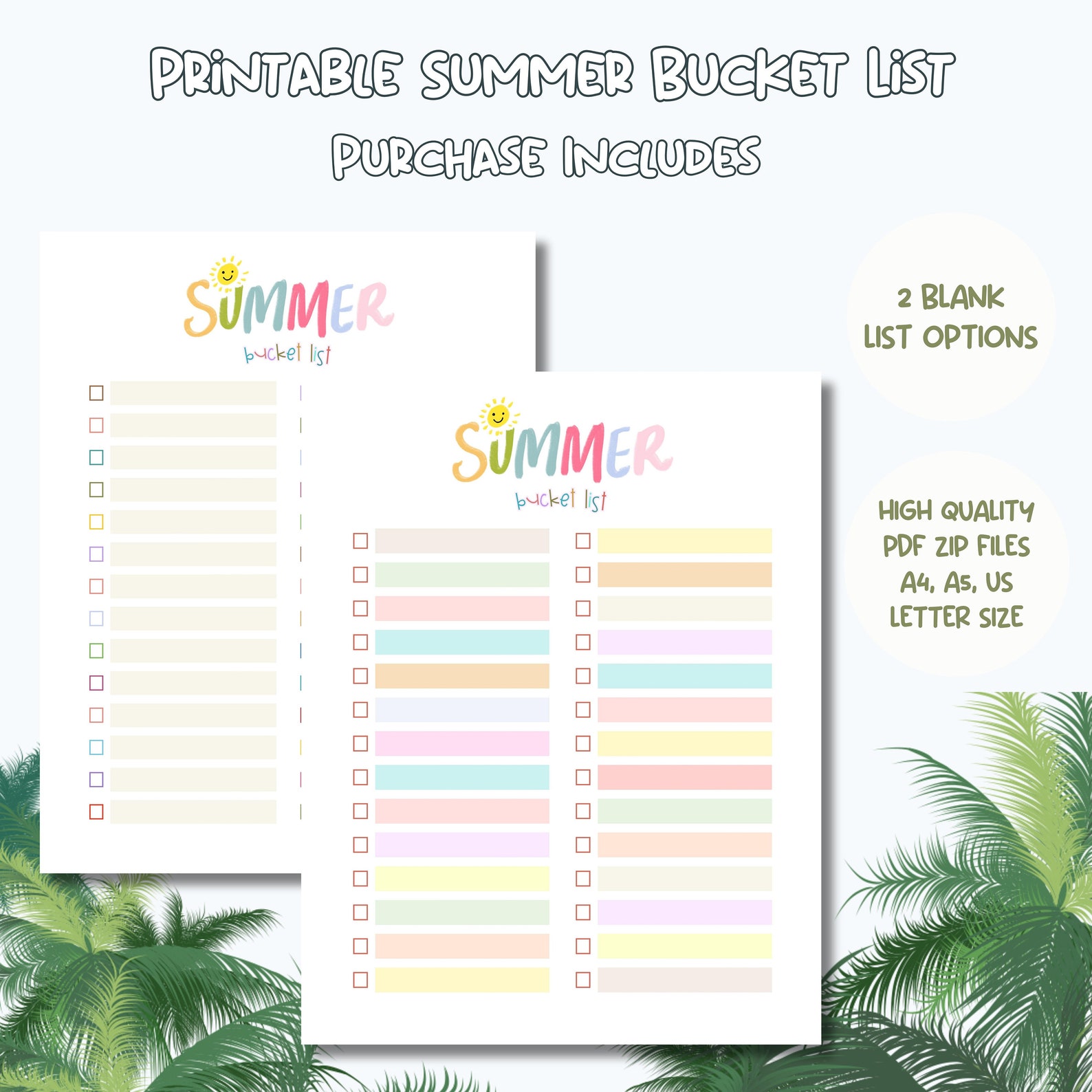 Summer Bucket List Printable Blank Family Summer Bucket List Printable ...