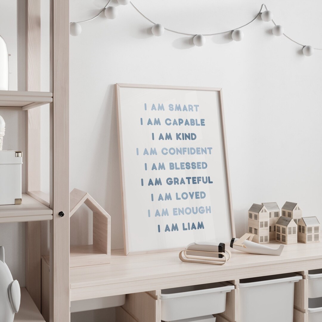 Personalized Affirmations Poster: Navy Blue Boy Nursery Decor (digital ...