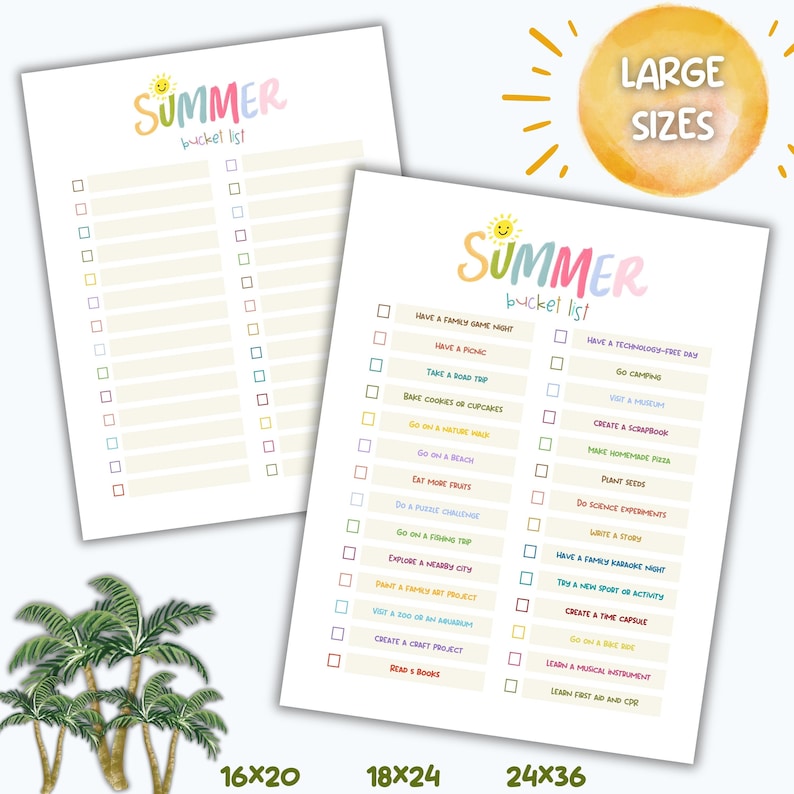 Summer Bucket List Printable Blank Family Summer Bucket List Printable ...