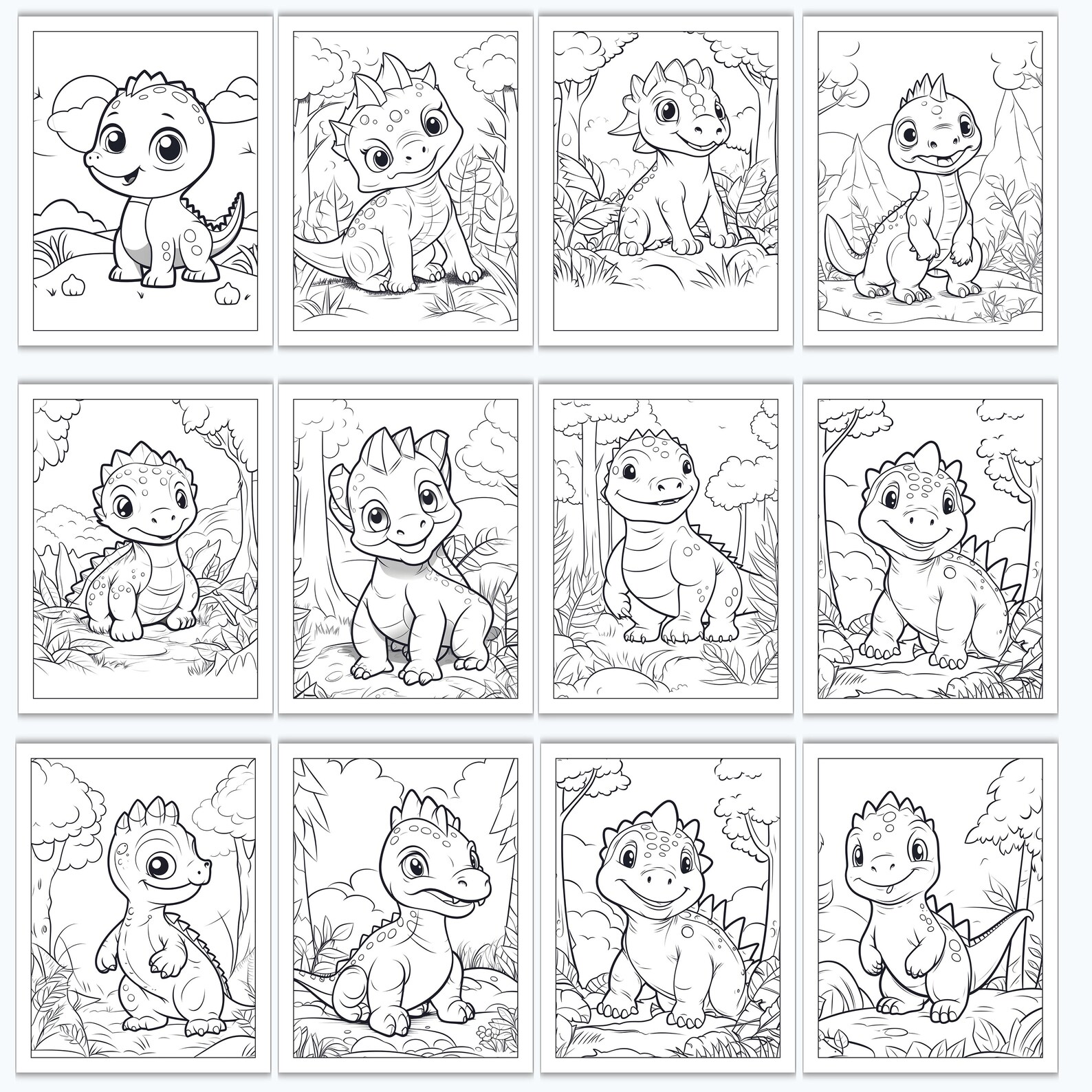 Dinosaurs Coloring Pages Summer Coloring Pages Summer - Etsy