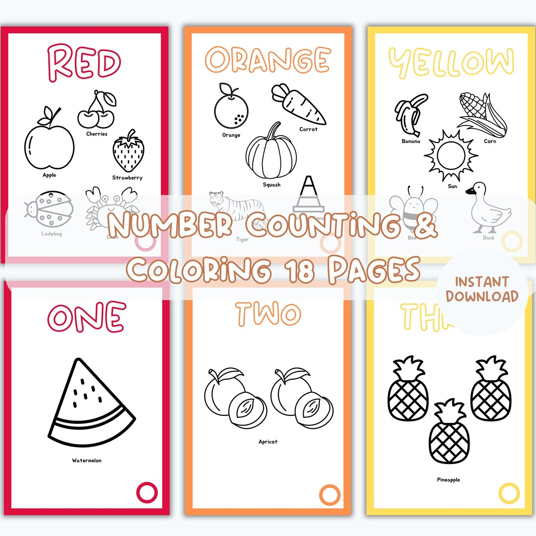 Number Counting Coloring Pages Summer Activities for Kids Printable ...
