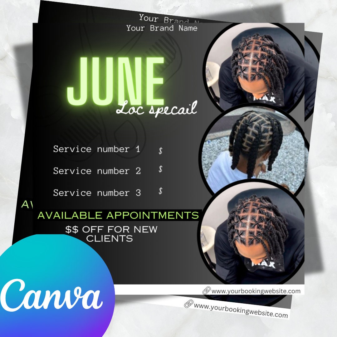 Locs and Styles Flyer, Locs Special Flyer, Barbershop, Loc Retwist ...