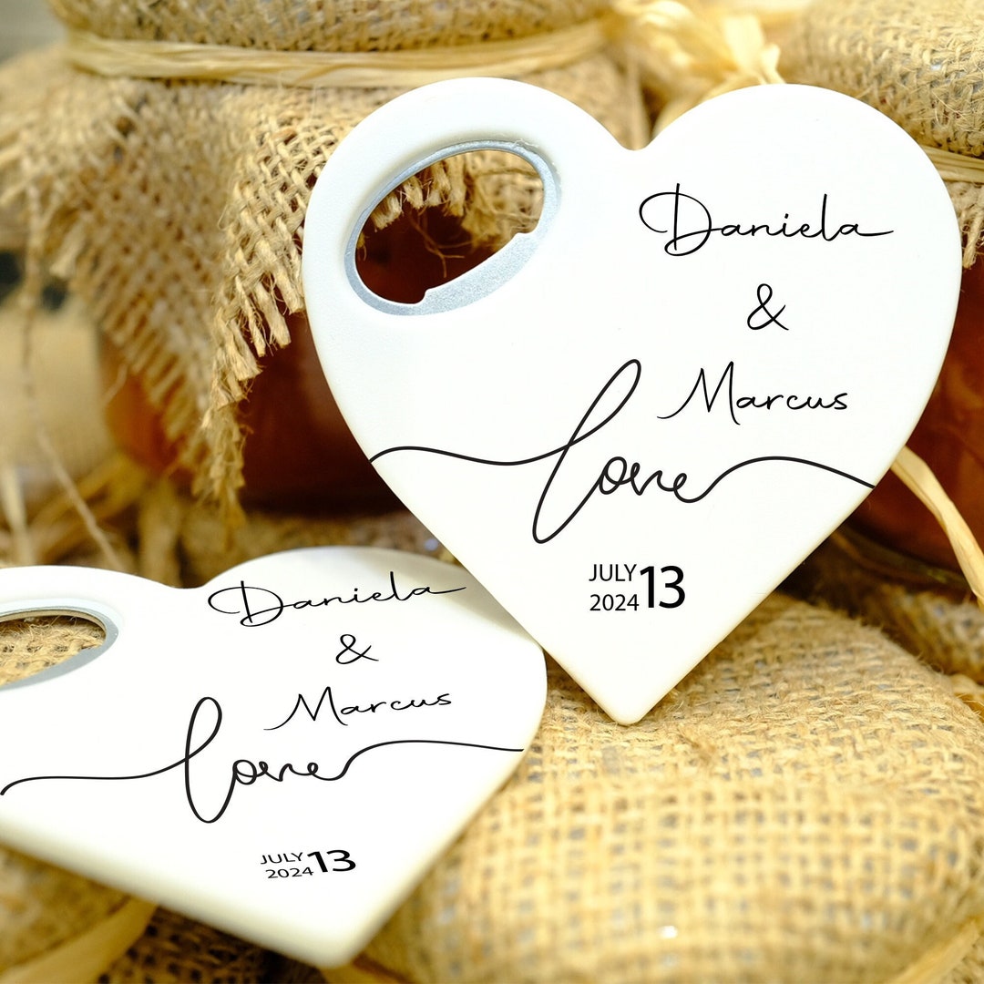 Personalized Heart Bottle Opener – Wedding Favors, Bulk Gifts - Etsy
