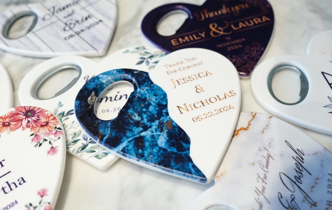 Personalized Heart Magnet Bottle Opener, Wedding Favors Bulk (50 Pcs ...