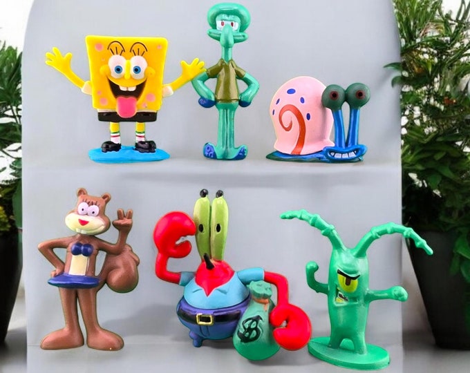 SPONGEBOB SQUAREPANTS SET of 6 Collectible Figures, Spongebob, Sandy ...