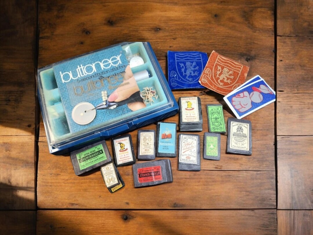 Vintage Sewing Accessories Lot – Antique Needle Packs + 1972 Dennison ...