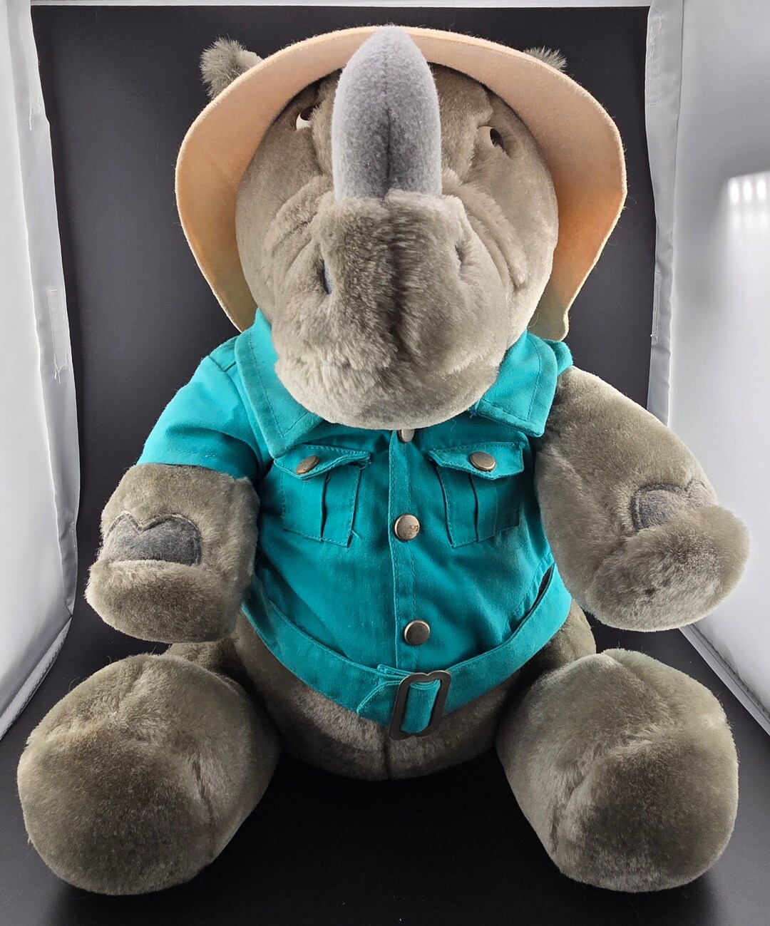 80s DAKIN Fun Farm Plush Rhino VINTAGE Collector Plush, Gray With Blue ...