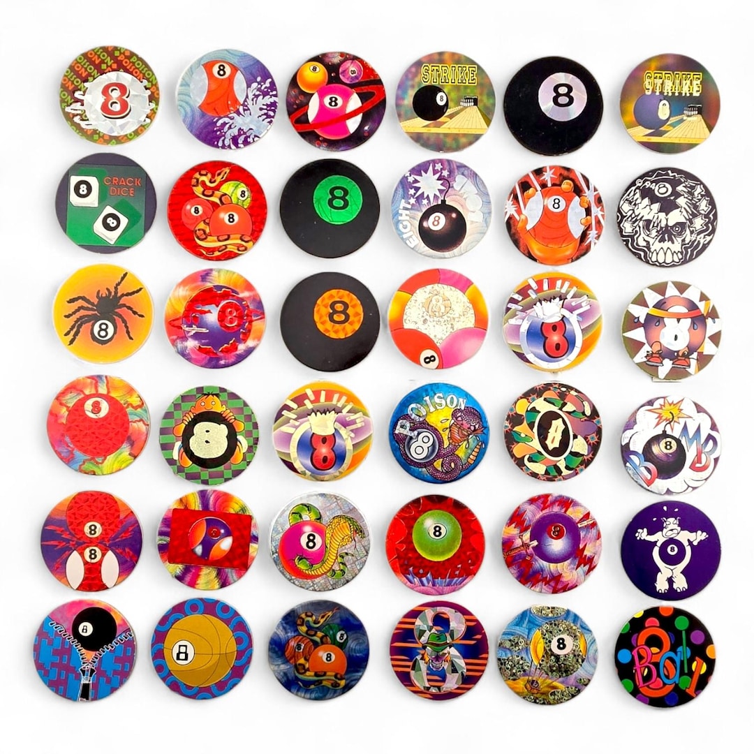Vintage Pogs Lot – Milk Caps Game Set – 8 Ball Collectible Gift - Etsy