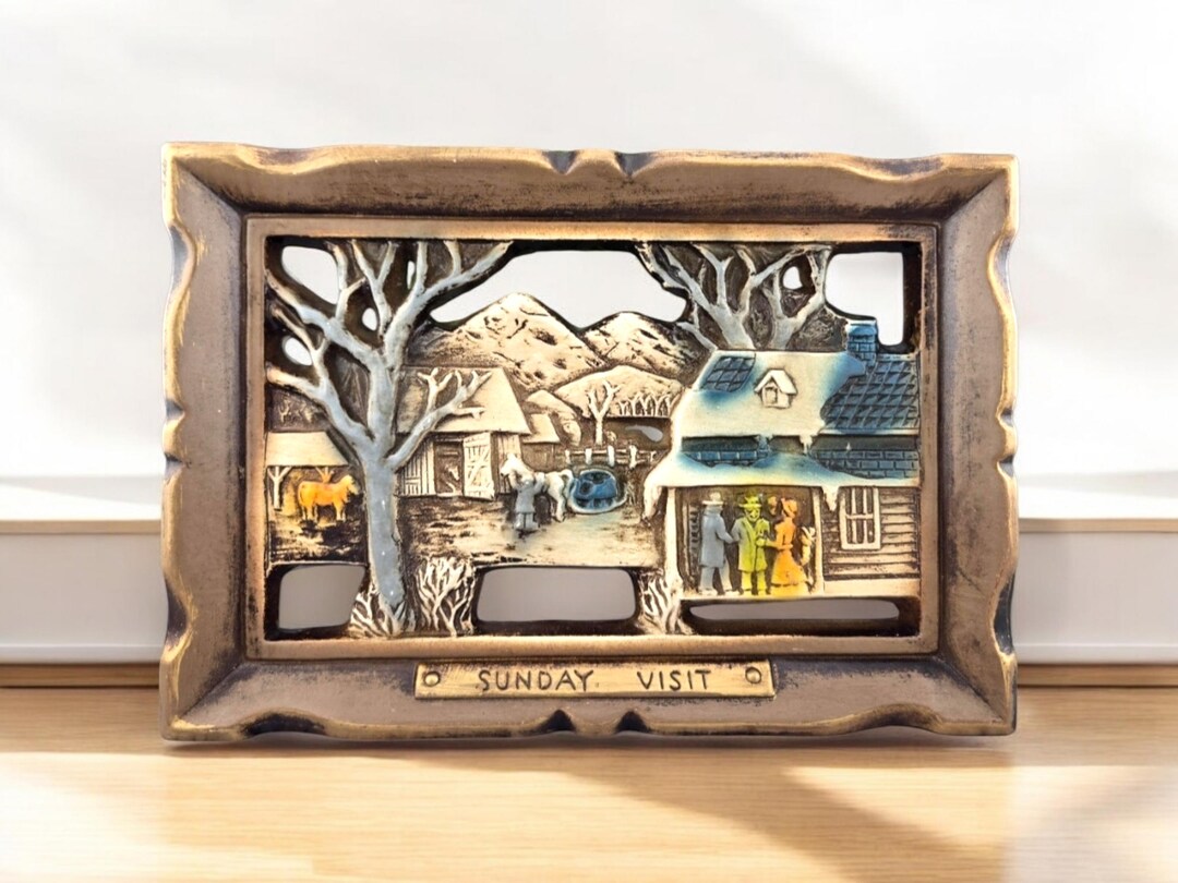 Vintage Syroco Wall Plaque – “sunday Visit” 3D Cut-out Art – Rustic ...