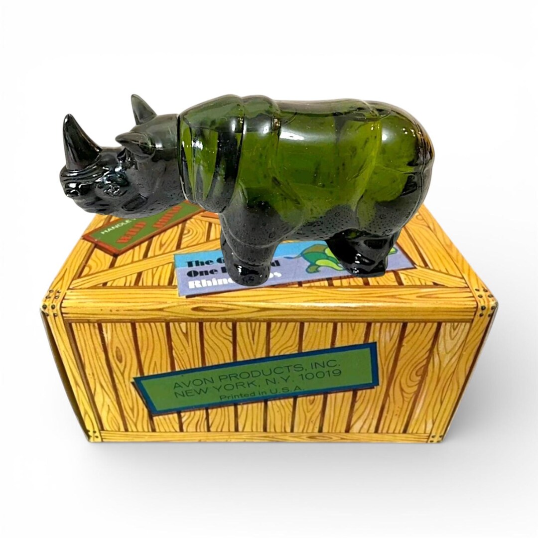 Avon Rhino Glass Decanter With Box – Big Game Series – Collectible Gift ...
