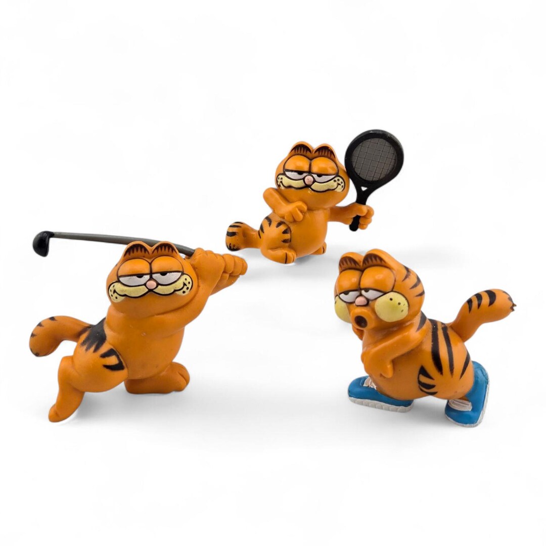 Nostalgic Garfield Toy Set – Vintage Hong Kong Figurines – Tennis, Golf ...