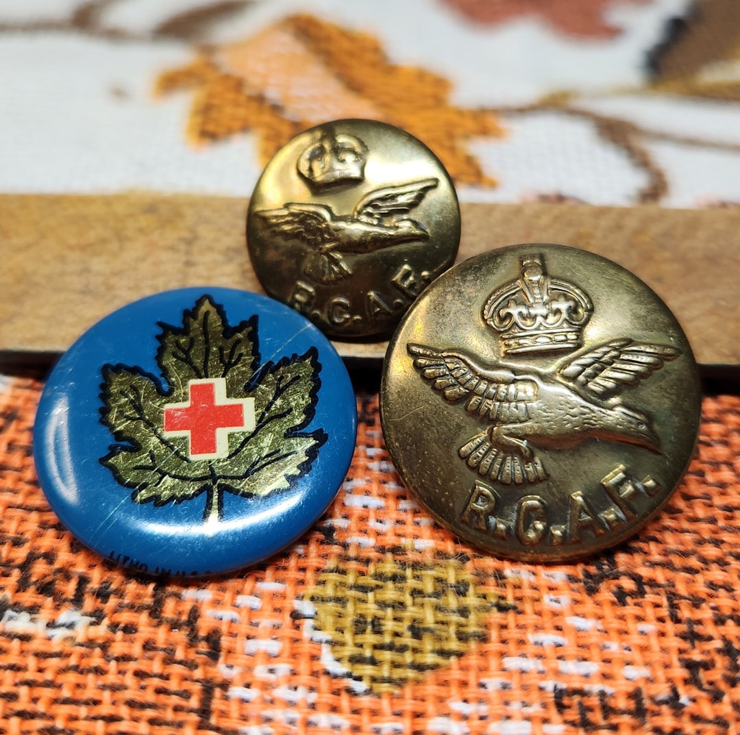 WW2 RCAF Brass Button or Red Cross Pin – Royal Canadian Air Force 1940s ...